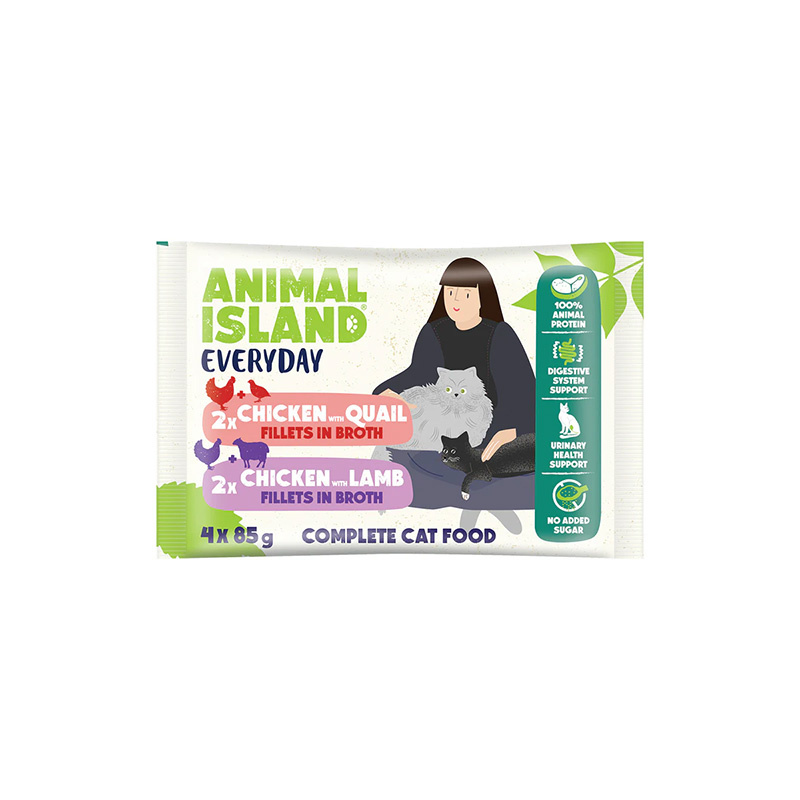 Animal Island Everyday Karma mokra dla kota kurczak z jagnięciną i kurczak z przepiórką 4 x 85 g ...