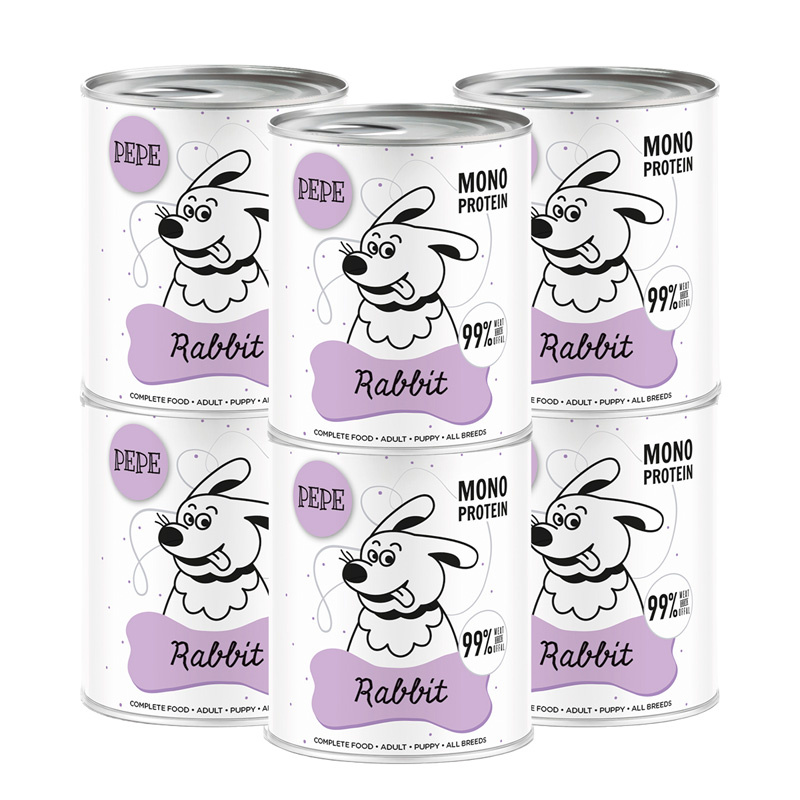 Paka Zwierzaka PEPE Rabbit Karma mokra dla psa królik zestaw 6 x 800 g ...