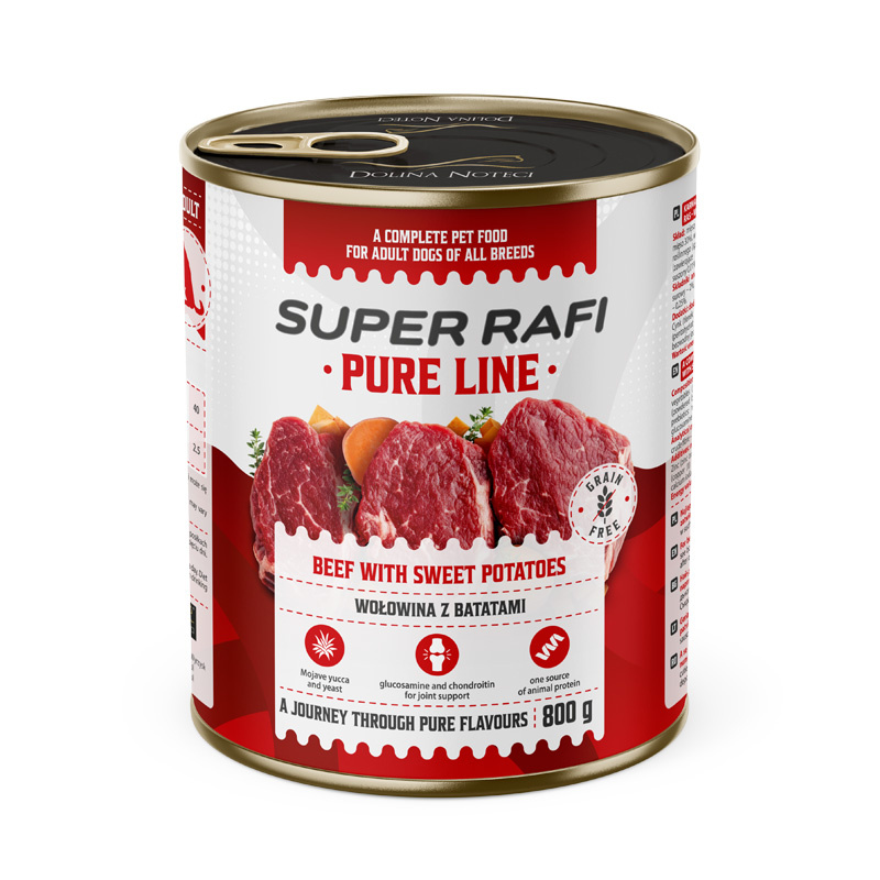 Super Rafi Pure Line Mokra karma dla psa - wołowina z batatami 800 g ...
