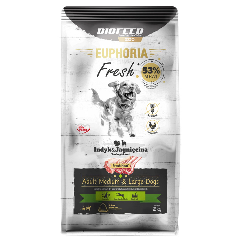 Biofeed Euphoria Fresh Karma sucha dla psów z indykiem i jagnięciną ...