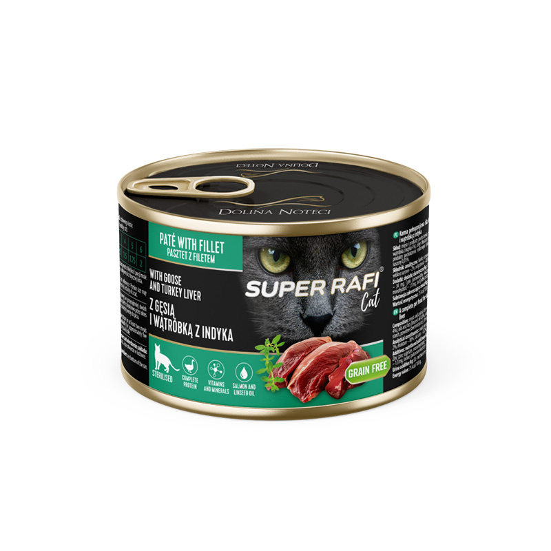 Karma mokra dla kotów sterylizowanych Super Rafi Cat z gęsią i wątróbką ...