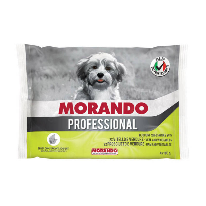 Morando Pro Pies Kawałki Cielęciny, Warzywa/Szynka 4X100G - sklep lugers.pl